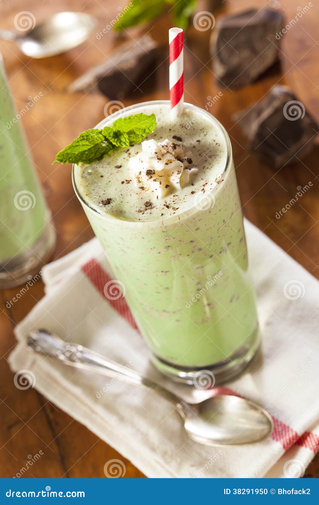 Cold Refreshing Mint Chocolate Chip MilkShake Stock Photo - Image of ...