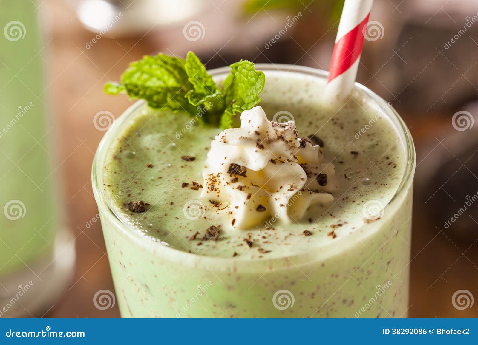 Cold Refreshing Mint Chocolate Chip MilkShake Stock Photo - Image of ...