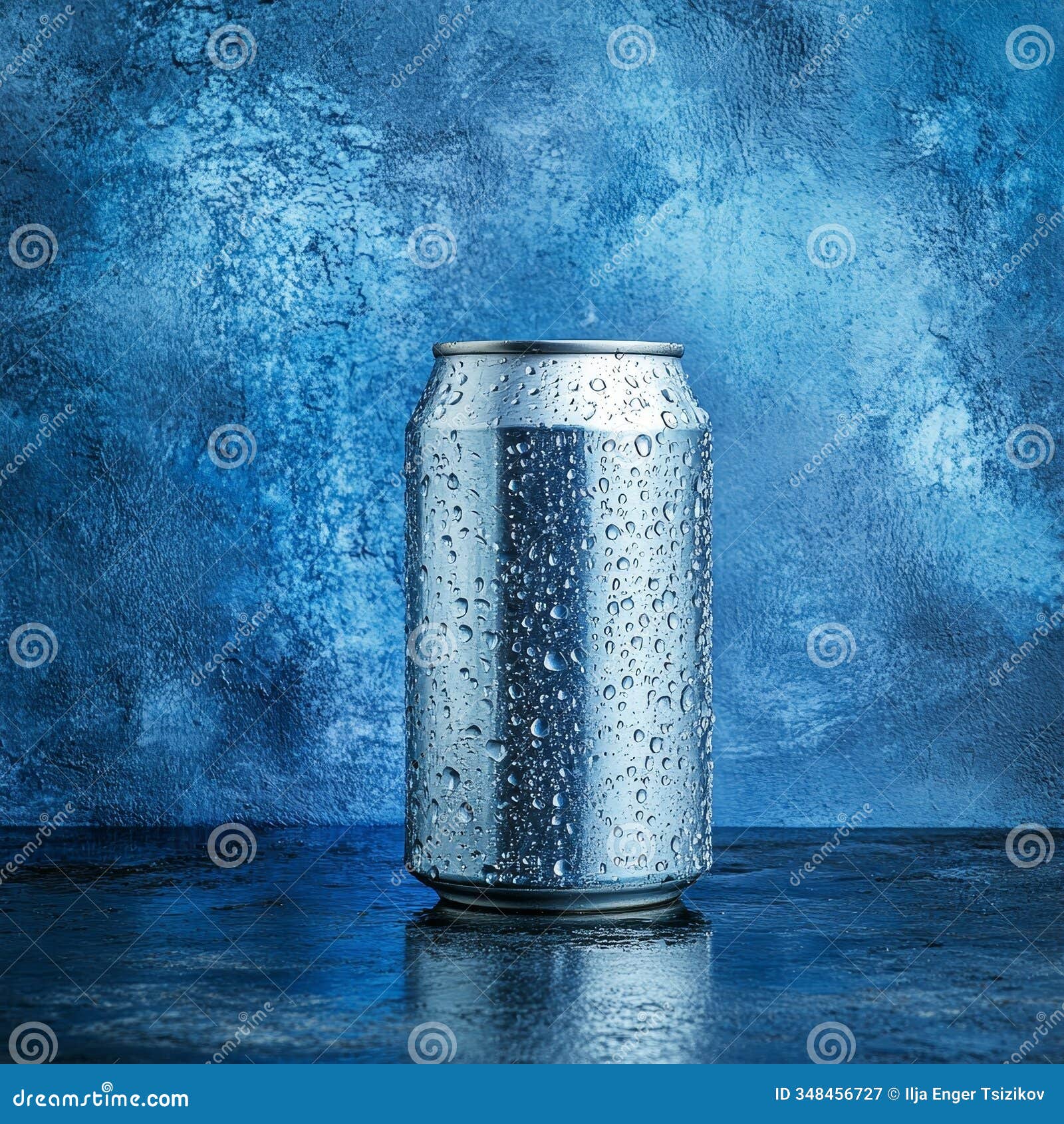 Cold, Refreshing Silver Aluminum Beverage Can with Condensation on a ...