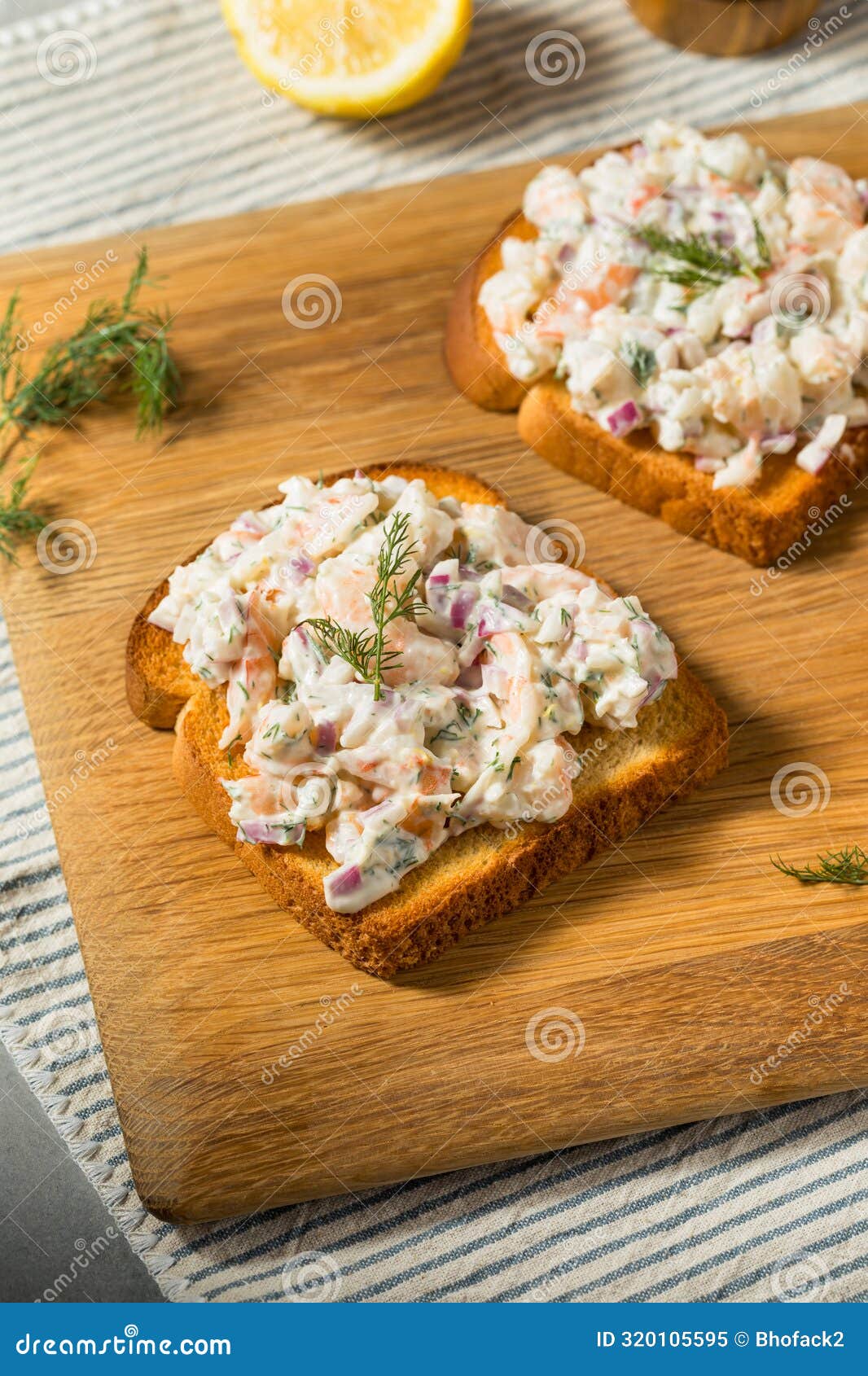 Cold Shrimp Toast Skagen on Bread Stock Image - Image of fresh, herb ...