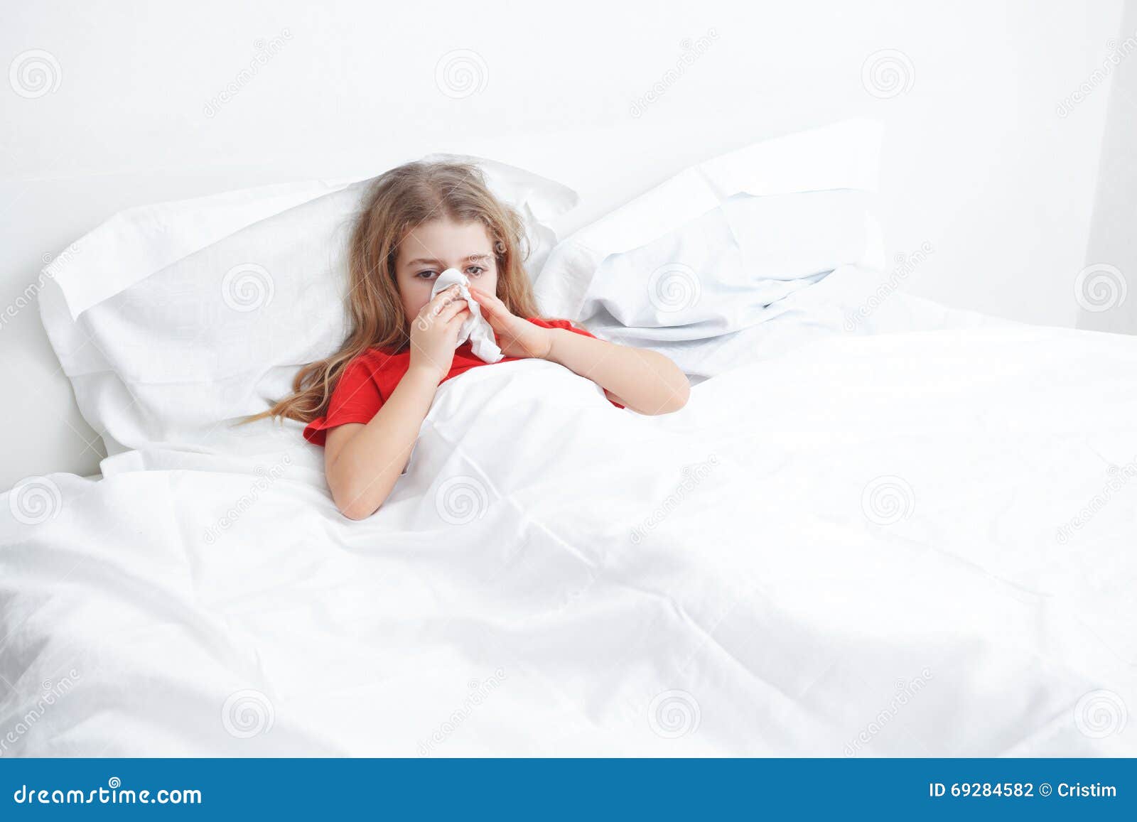 Cold sick child stock photo. Image of laying, portrait - 69284582