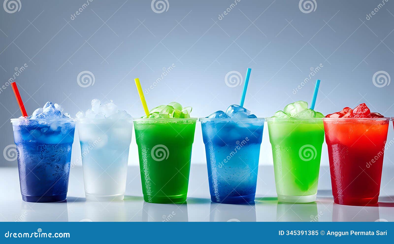 Cold Slush Drinks in Plastic Cups. Vibrant and Refreshing Frozen ...