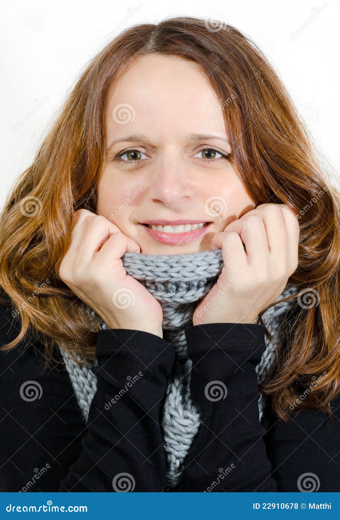 Cold smiling beauty stock photo. Image of female, season - 22910678