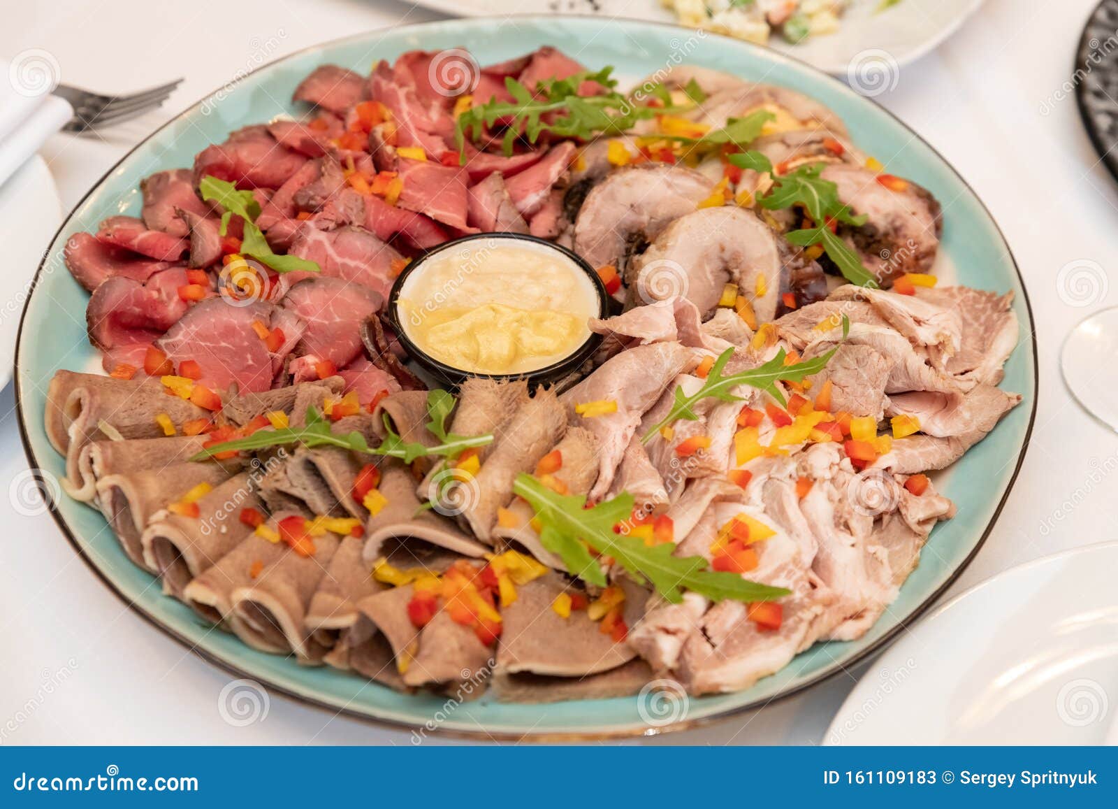 Cold Smoked Meat Plate with Pork Chops, Prosciutto, Salami Stock Image ...