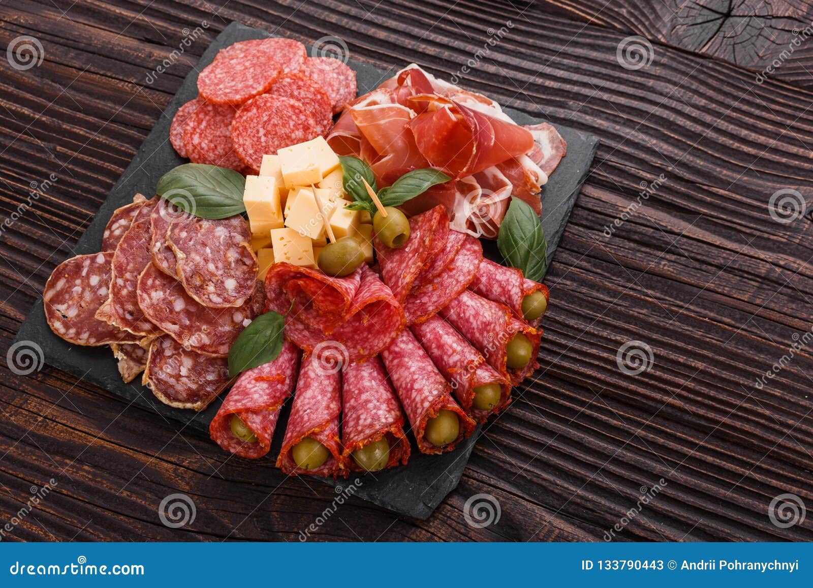 Cold Smoked Meat Plate on a Rustic Wooden Background Stock Image ...