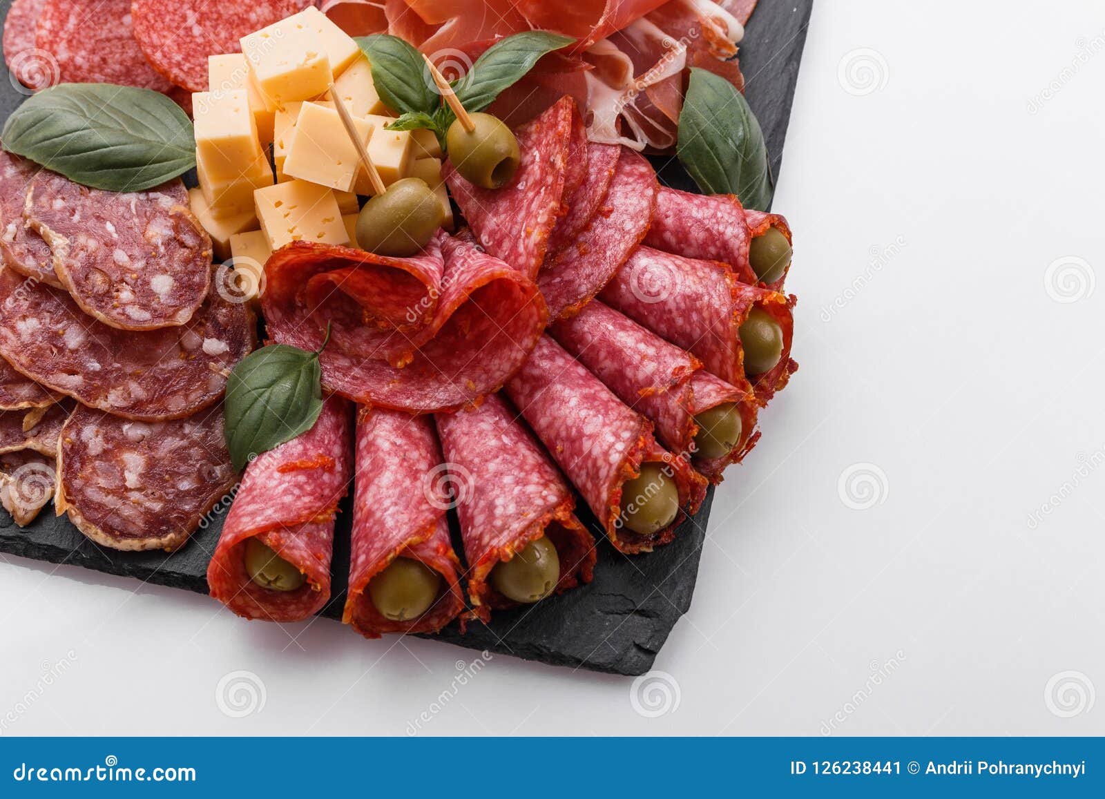 Cold Smoked Meat Plate on a White Background Stock Image - Image of ...
