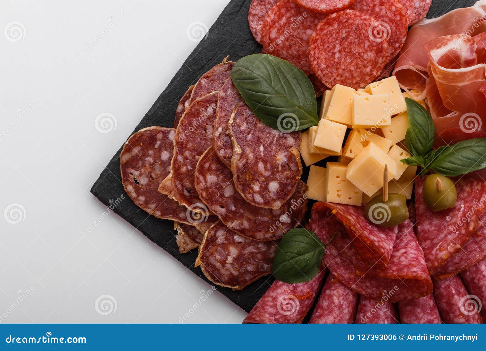 Cold Smoked Meat Plate on a White Background Stock Photo - Image of ...