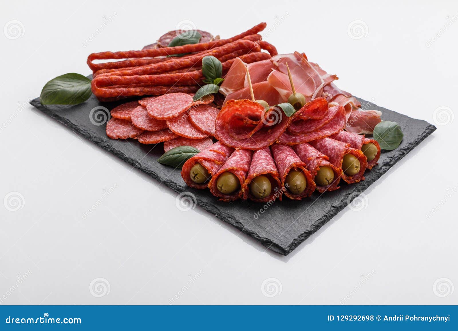 Cold Smoked Meat Plate on a White Background Stock Photo - Image of ...