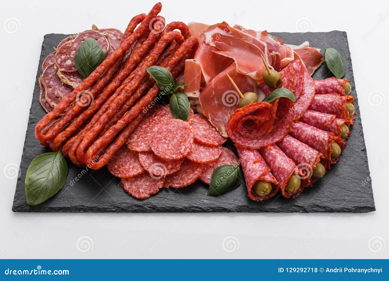 Cold Smoked Meat Plate on a White Background Stock Photo - Image of ...