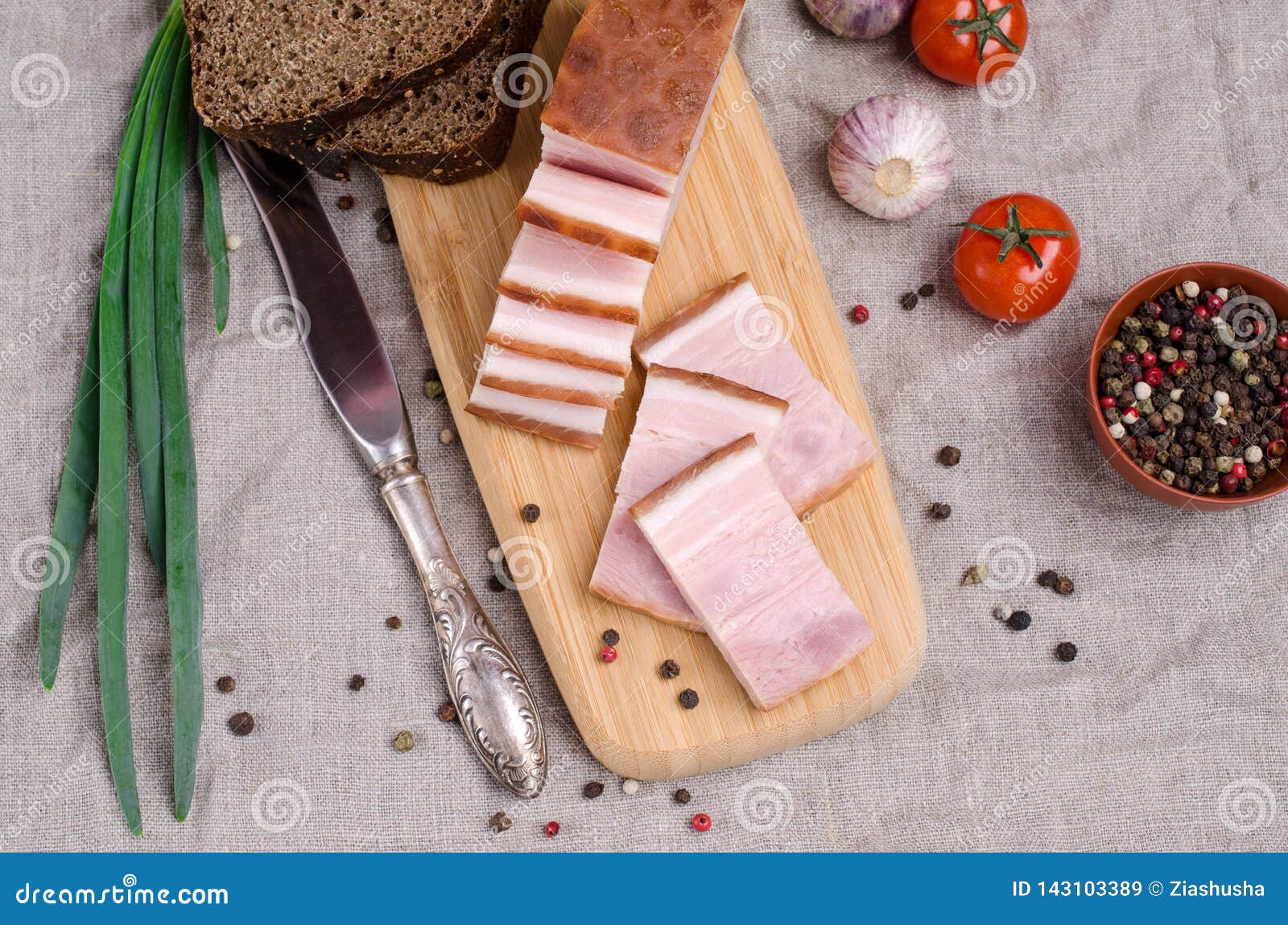 Cold smoked pork stock image. Image of briske, pancetta - 143103389