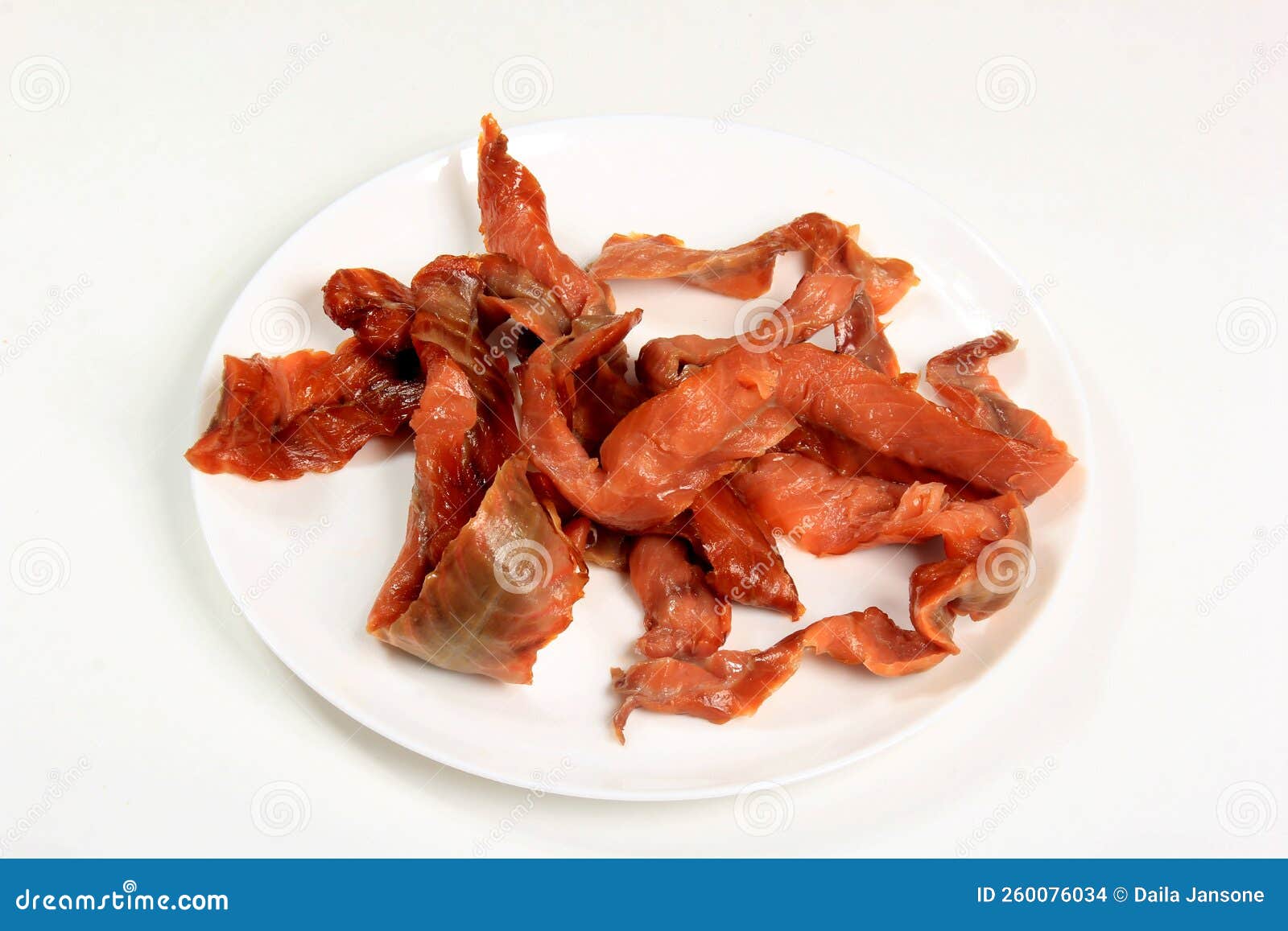 Cold Smoked Salmon Strips on a White Background Stock Photo - Image of ...