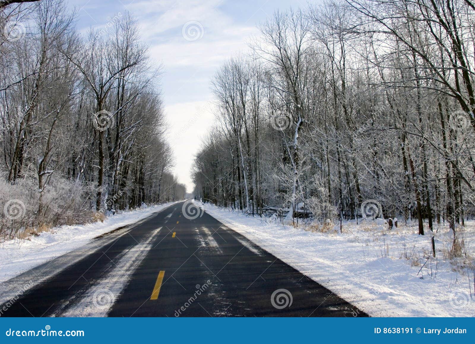 Cold Snowy Country Road stock image. Image of lonely, transportation ...