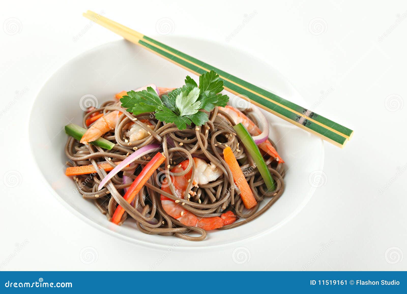 Cold Soba Buckwheat Noodle Salad Stock Image - Image of japanese, food ...