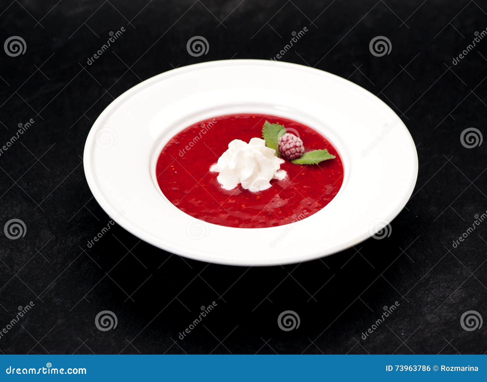 Cold Soup with Strawberries and Raspberry Stock Photo - Image of ...