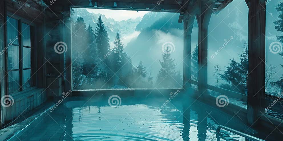 The Cold Spa in the Mountains Alpine Chalets Stock Photo - Image of ...