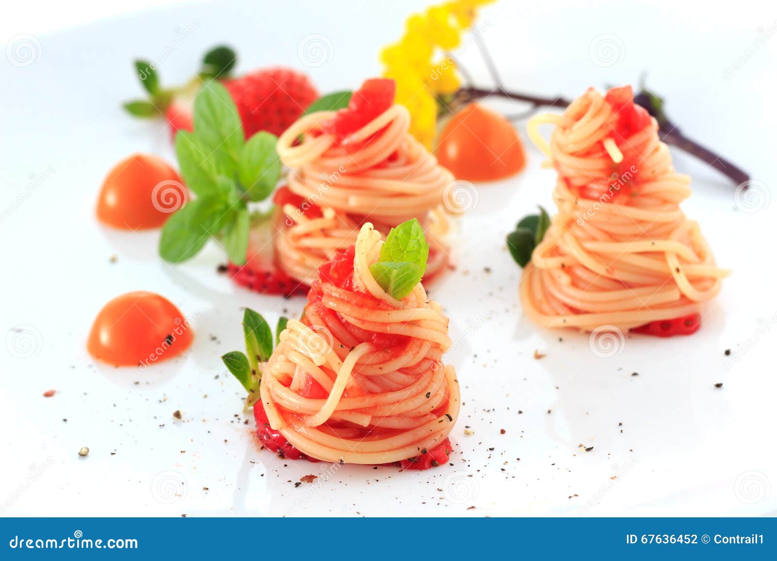 Cold Spaghetti Tomato Sauce with Strawberry Stock Photo - Image of ...