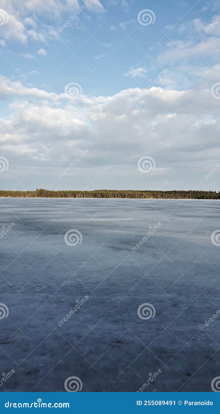 Cold Springtime Frozen Lake and Cloudy Sky Stock Image - Image of ...