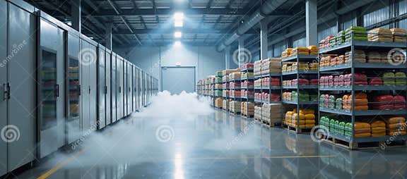 Cold Storage Area Featuring Mist and Fog for Visualizing ...