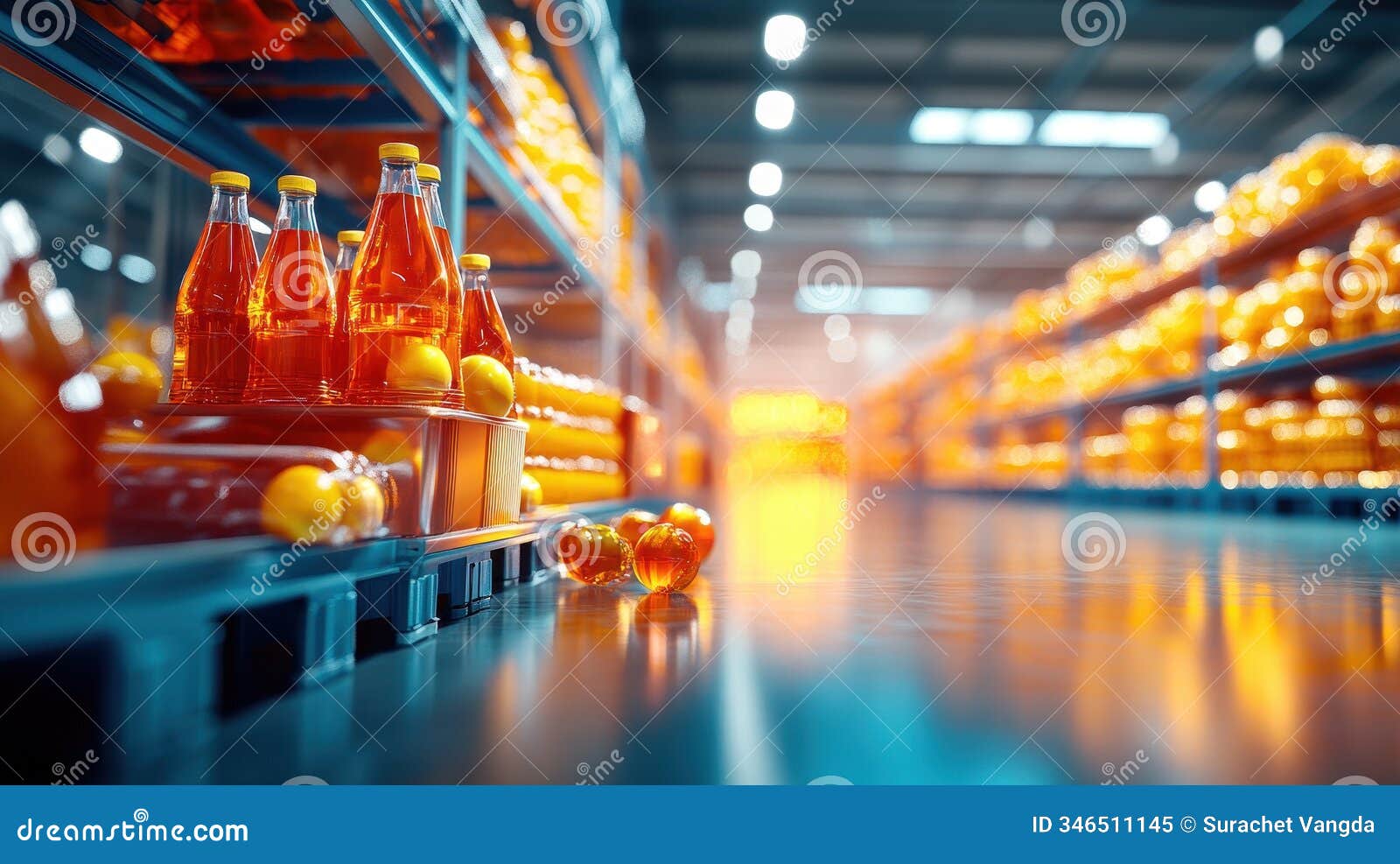 Cold Storage Facility with Bottled Drinks in 3D View Stock Illustration ...
