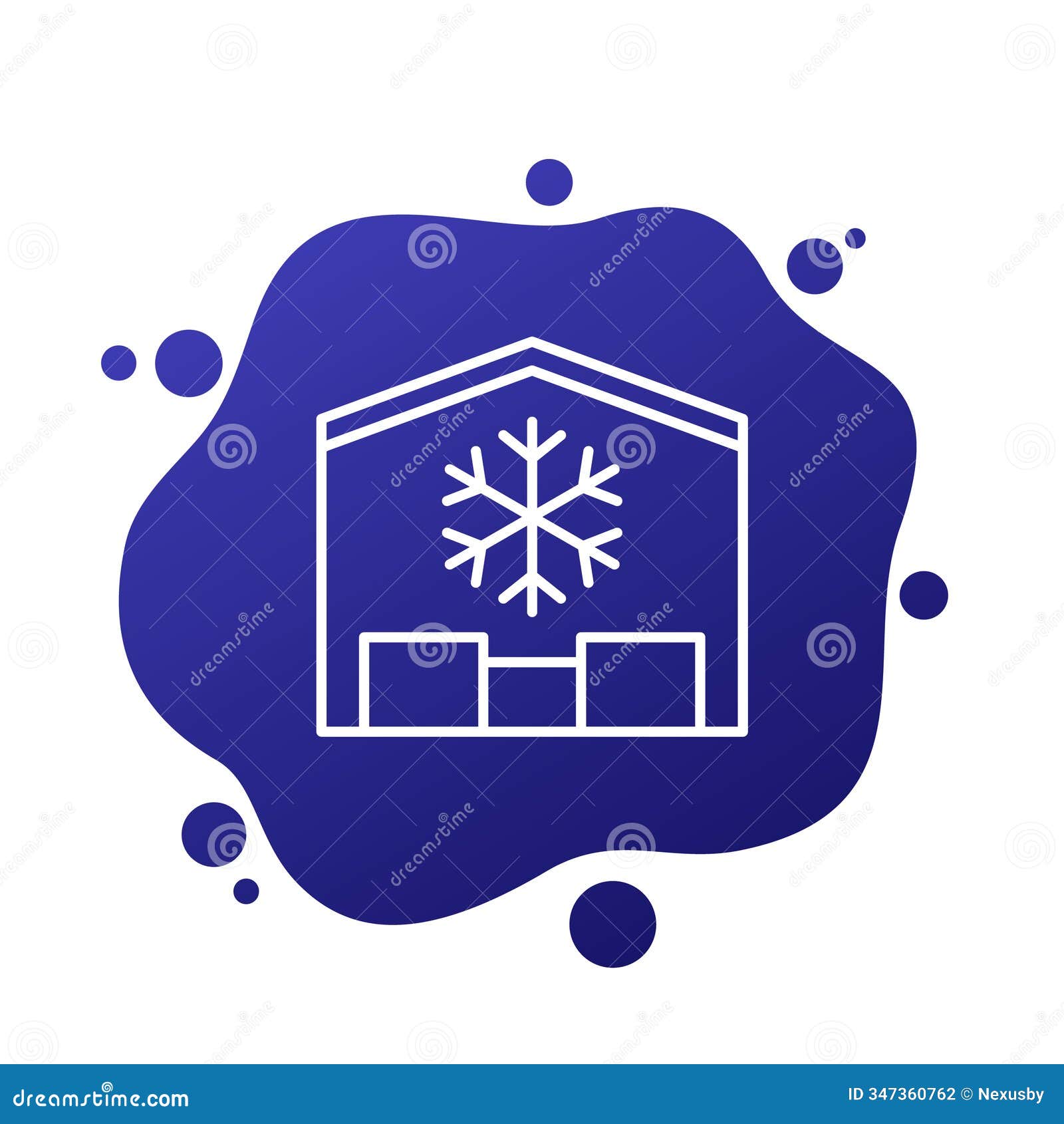 Cold Storage Icon with a Warehouse, Line Design Stock Illustration ...