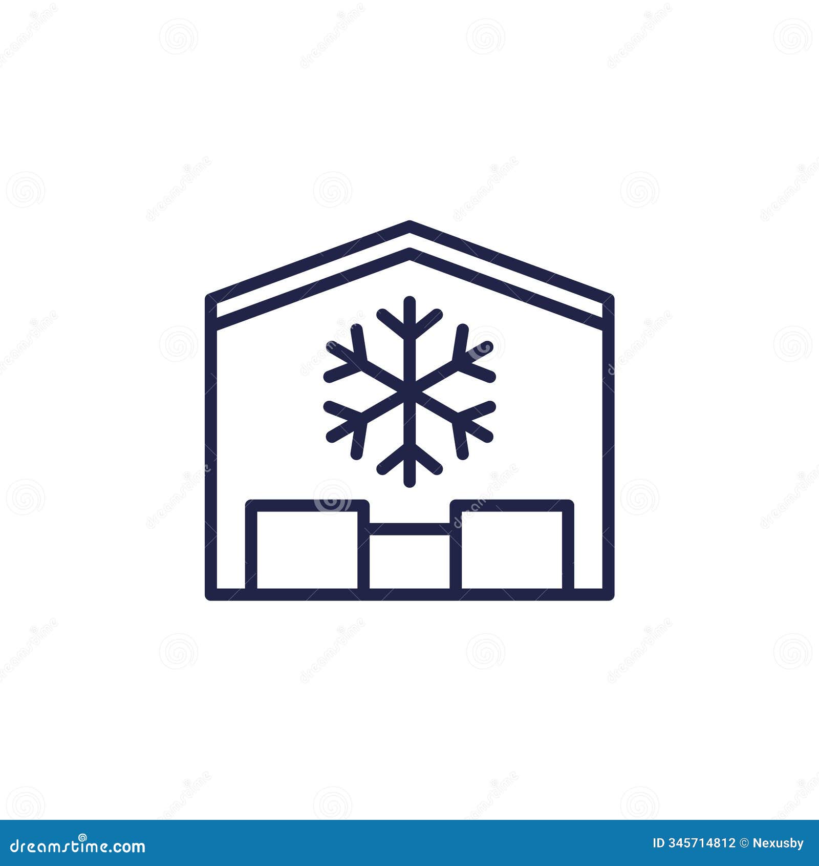 Cold Storage Icon with a Warehouse, Line Vector Stock Illustration ...