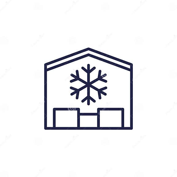 Cold Storage Icon with a Warehouse, Line Vector Stock Illustration ...