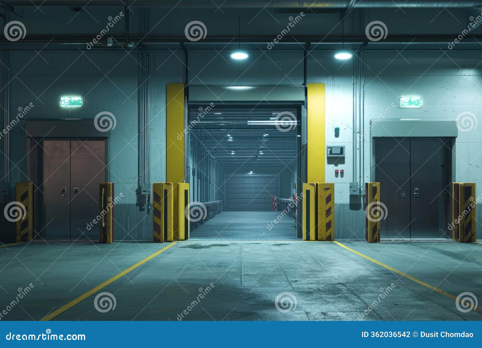 Cold Storage Loading Bay with Industrial Doors and Bright Lighting ...