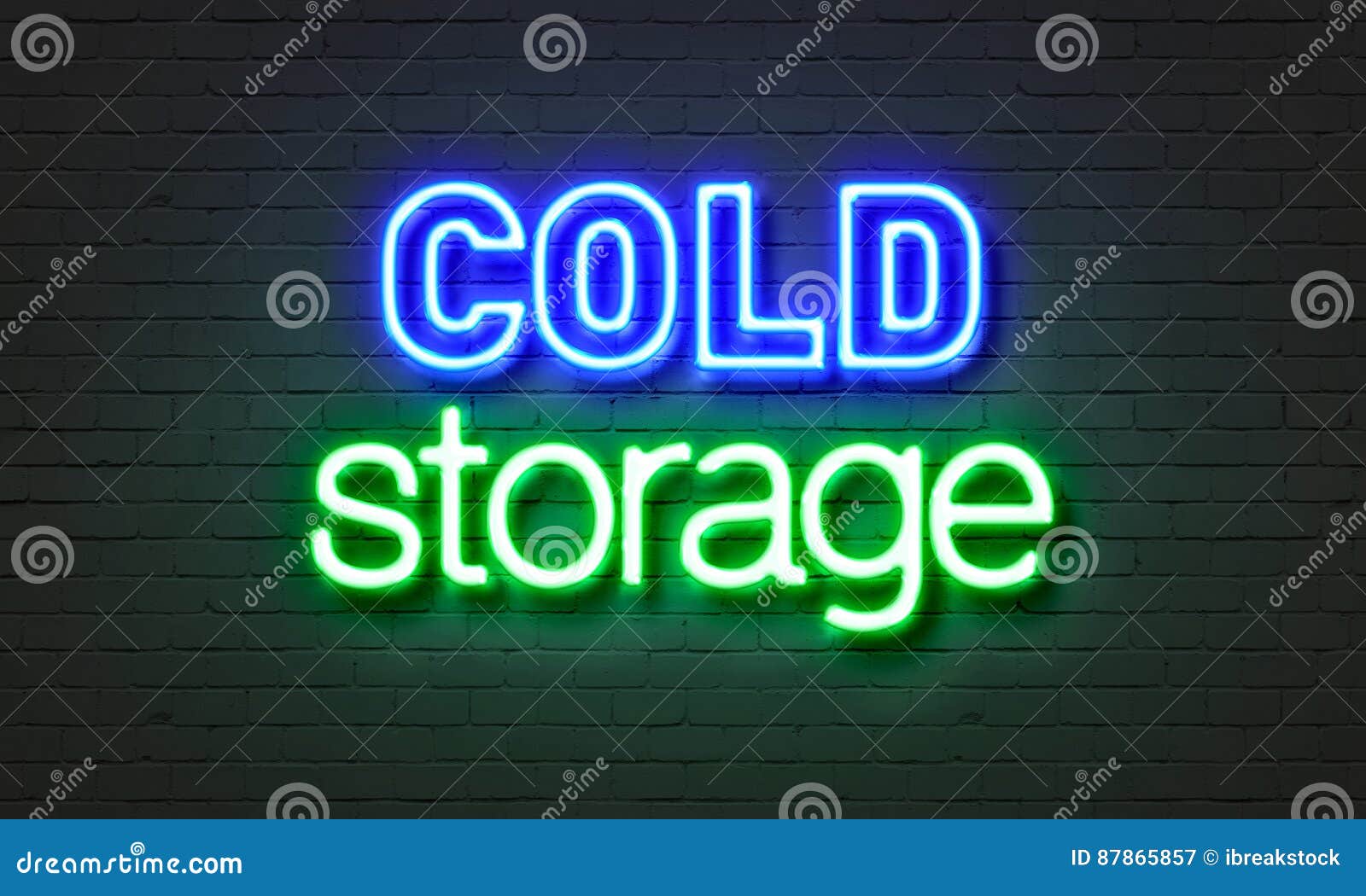 Cold Storage Neon Sign on Brick Wall Background. Stock Image - Image of ...