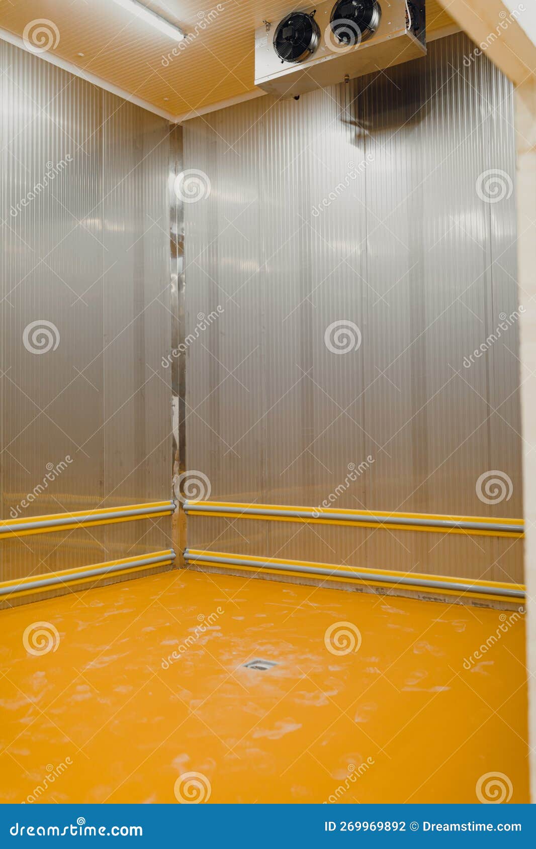 Cold Storage with New Floor Made of Yellow Epoxy Resin Stock Photo ...