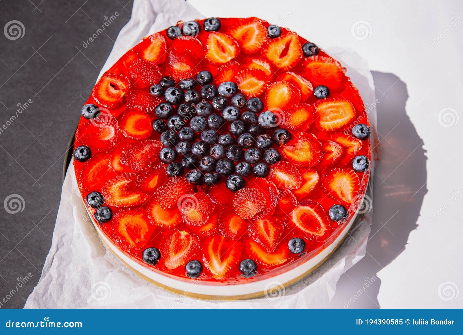 Cold Strawberry and Blueberry Cheesecake Stock Image - Image of bright ...