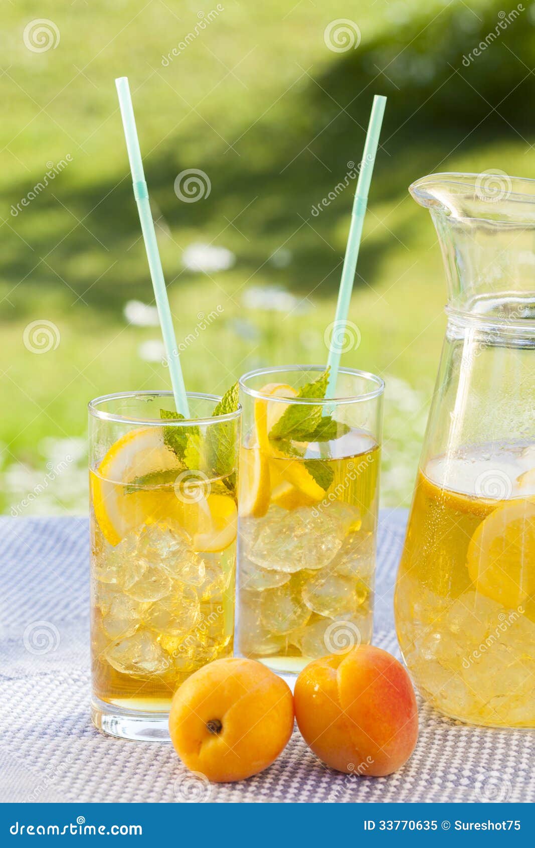 Cold Summer Drinks in Garden Stock Image - Image of grass, bright: 33770635