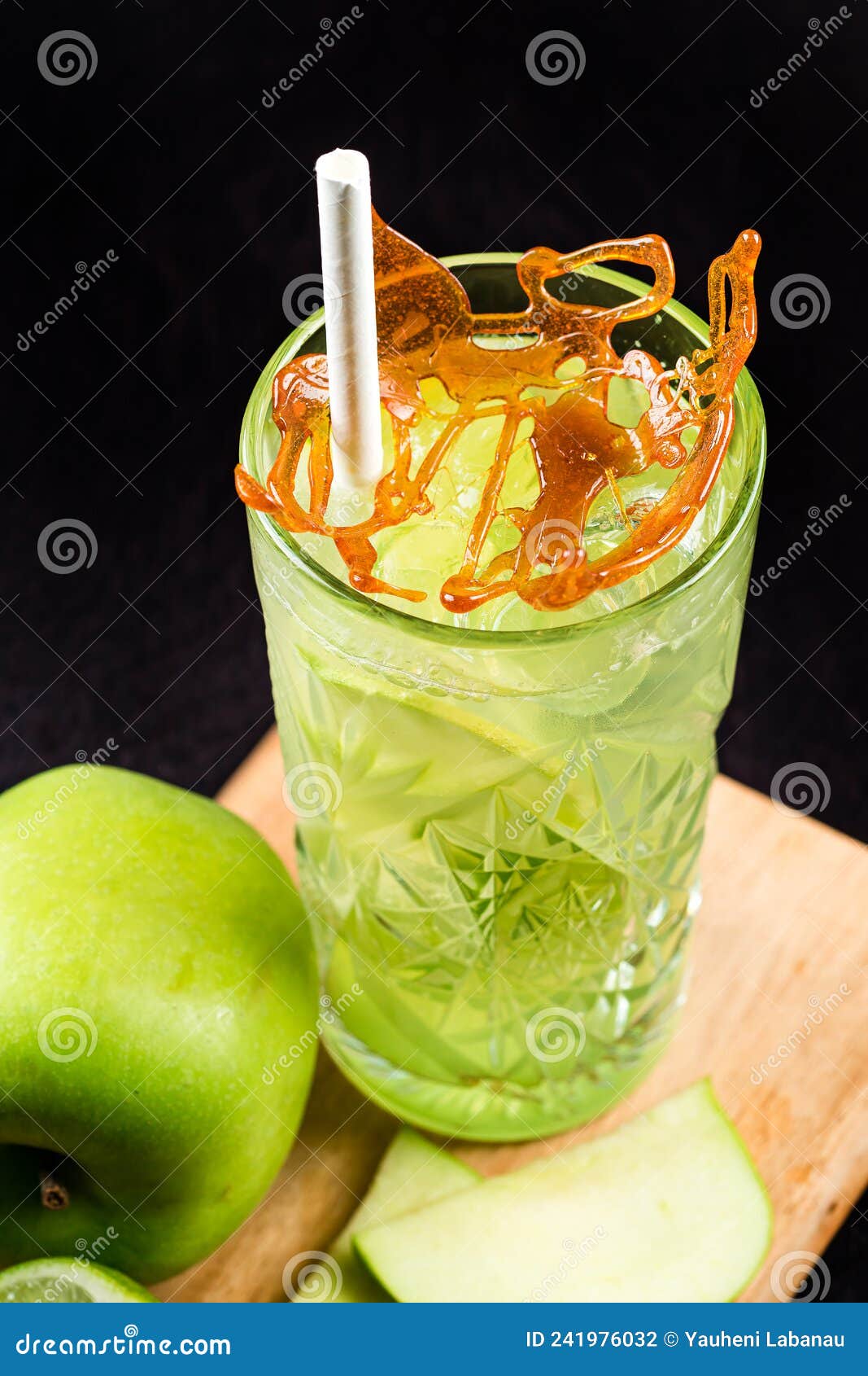 Cold Summer Lemonade with Apple, Apple Drink with Ice Cubes. Summer ...