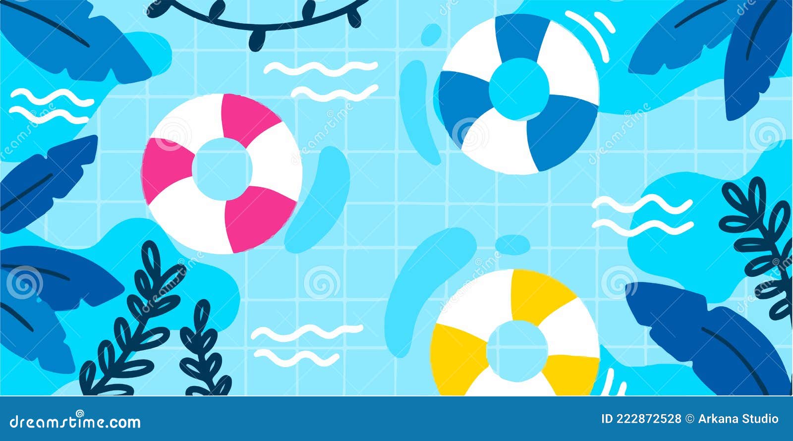 Cold Summer Night Pool Simple Doodle Illustration Stock Vector ...