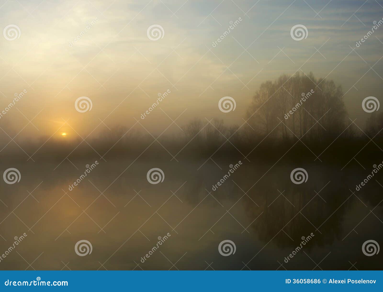 Cold Sunrise at an Autumn Lake Stock Photo - Image of unclear, summer ...