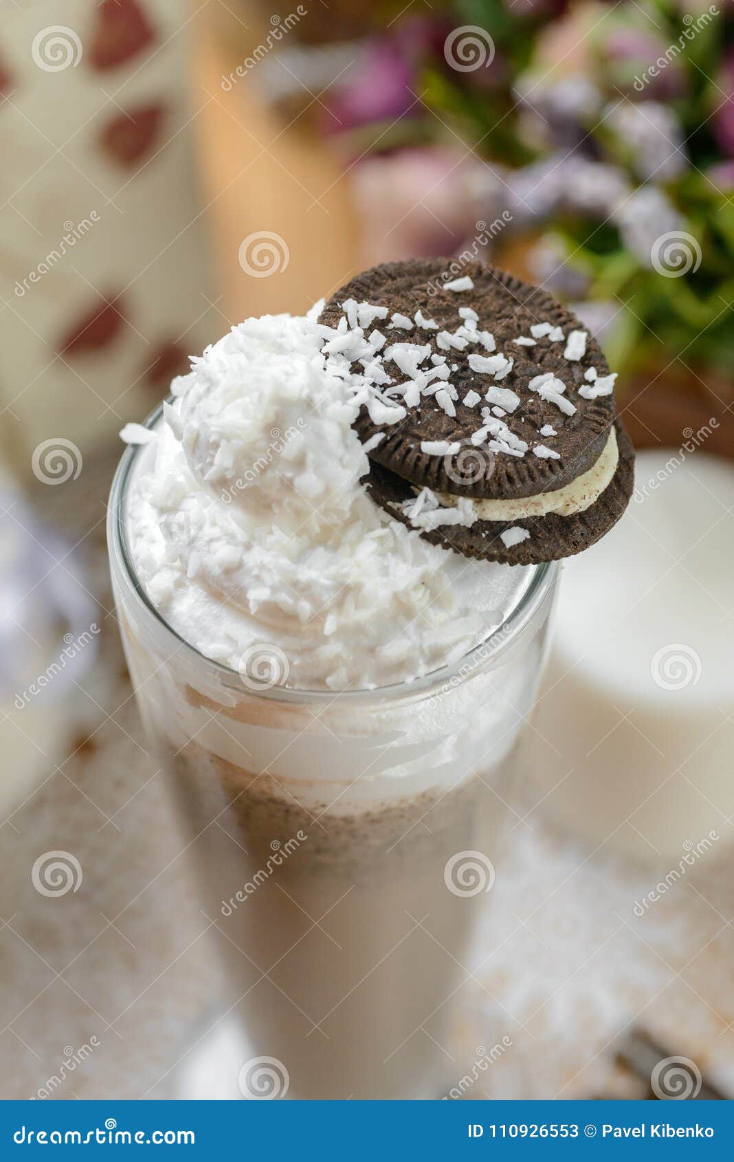 Cold sweet milkshake stock image. Image of coffee, banana - 110926553