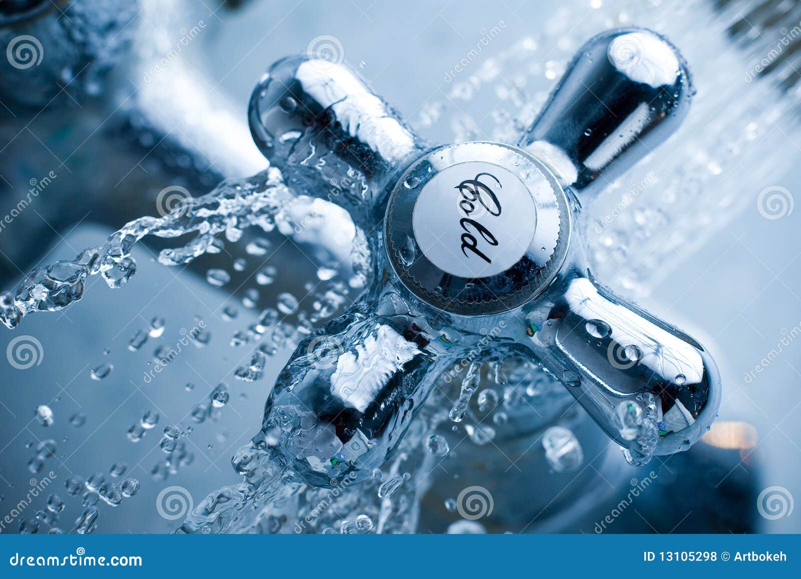 Cold tap stock photo. Image of blue, hygiene, drop, liquid - 13105298