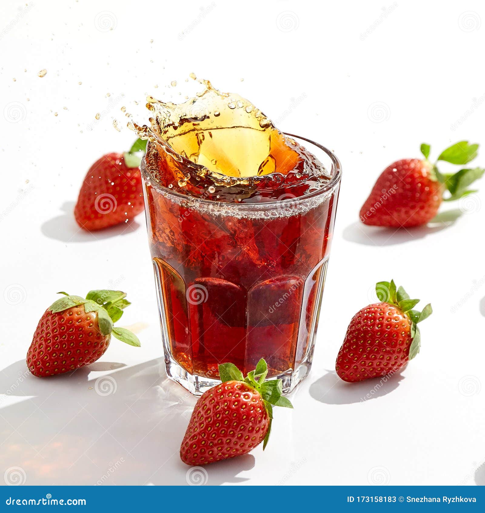Cold Tea or Freshness Drink with Strawberry Splash Stock Image - Image ...