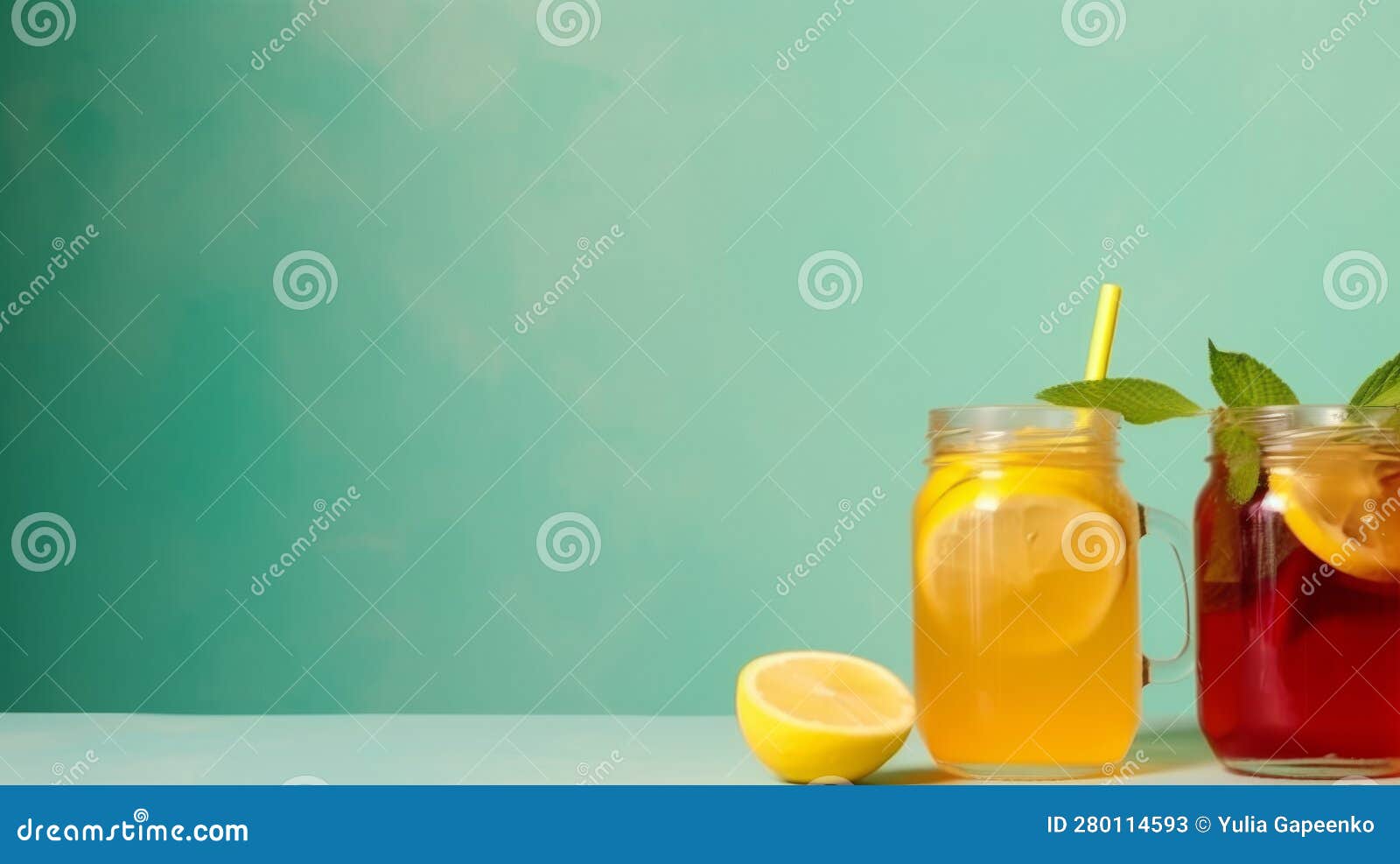 Cold Tea with Lemon. Illustration AI Generative Stock Illustration ...