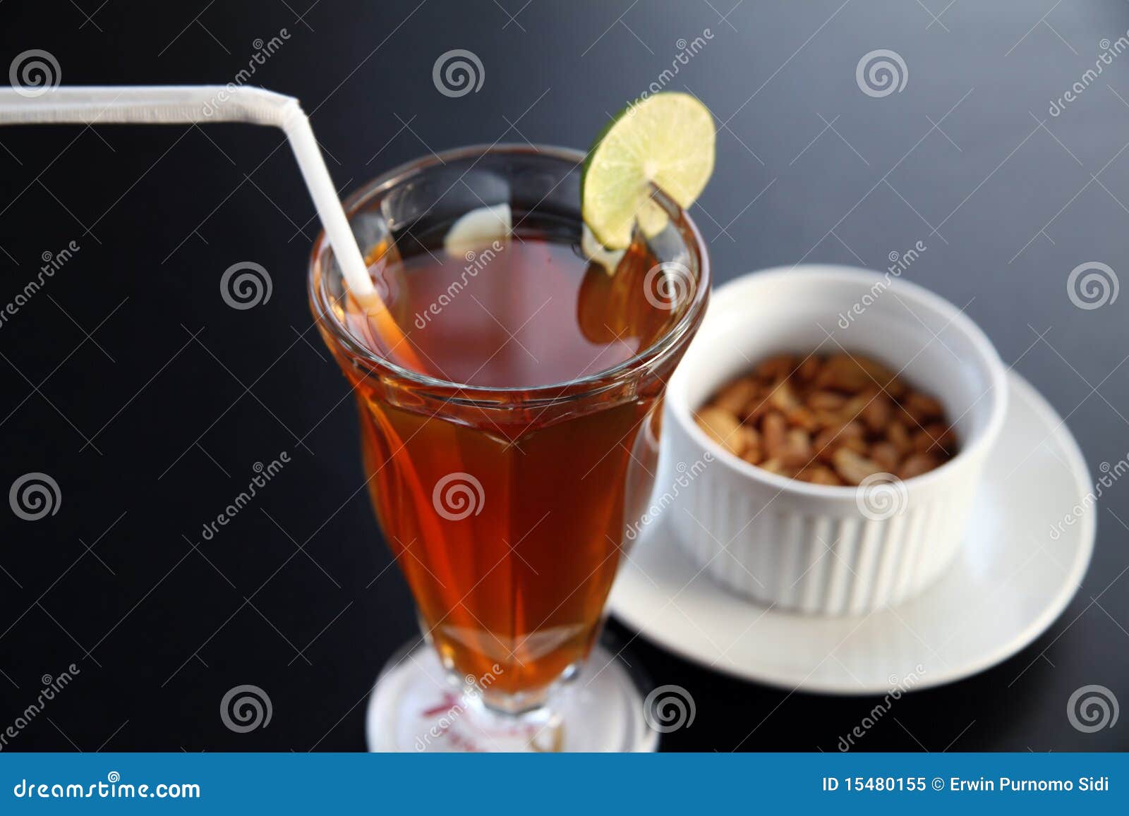 Cold tea with peanut stock image. Image of peanut, lime - 15480155