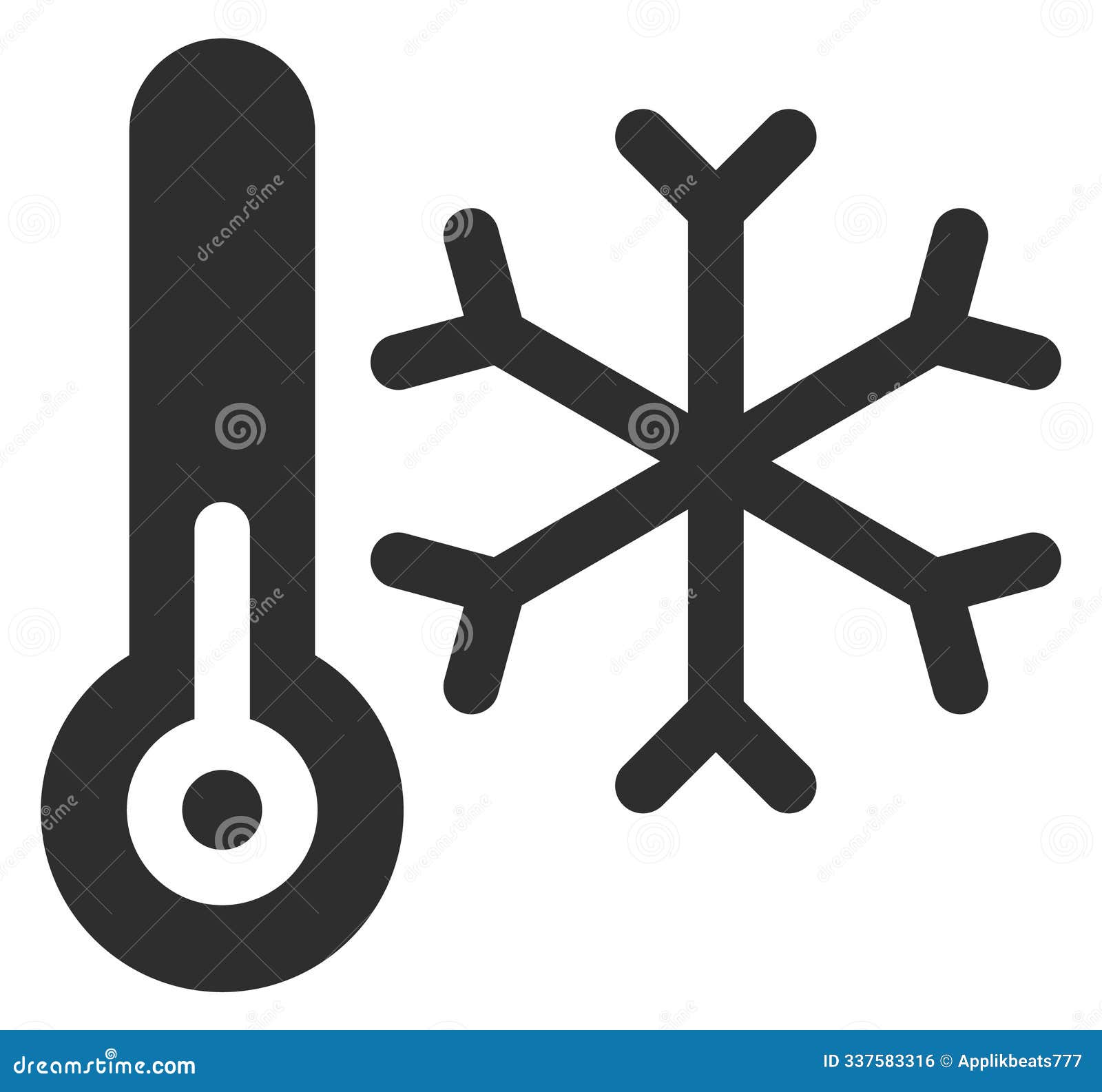 Cold Temperature Black Icon. Thermometer and Snowflake Symbols Stock ...