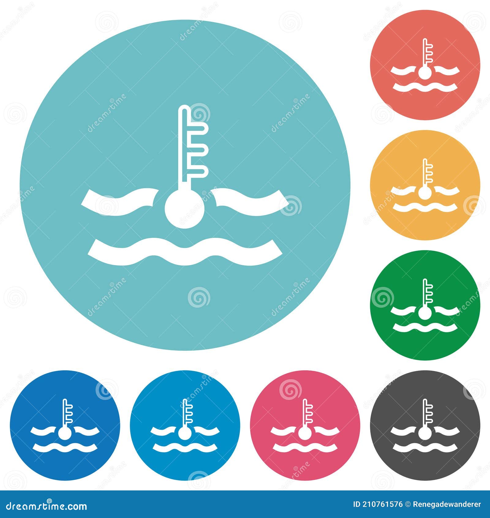 Cold Temperature Engine Coolant Flat Round Icons Stock Illustration ...