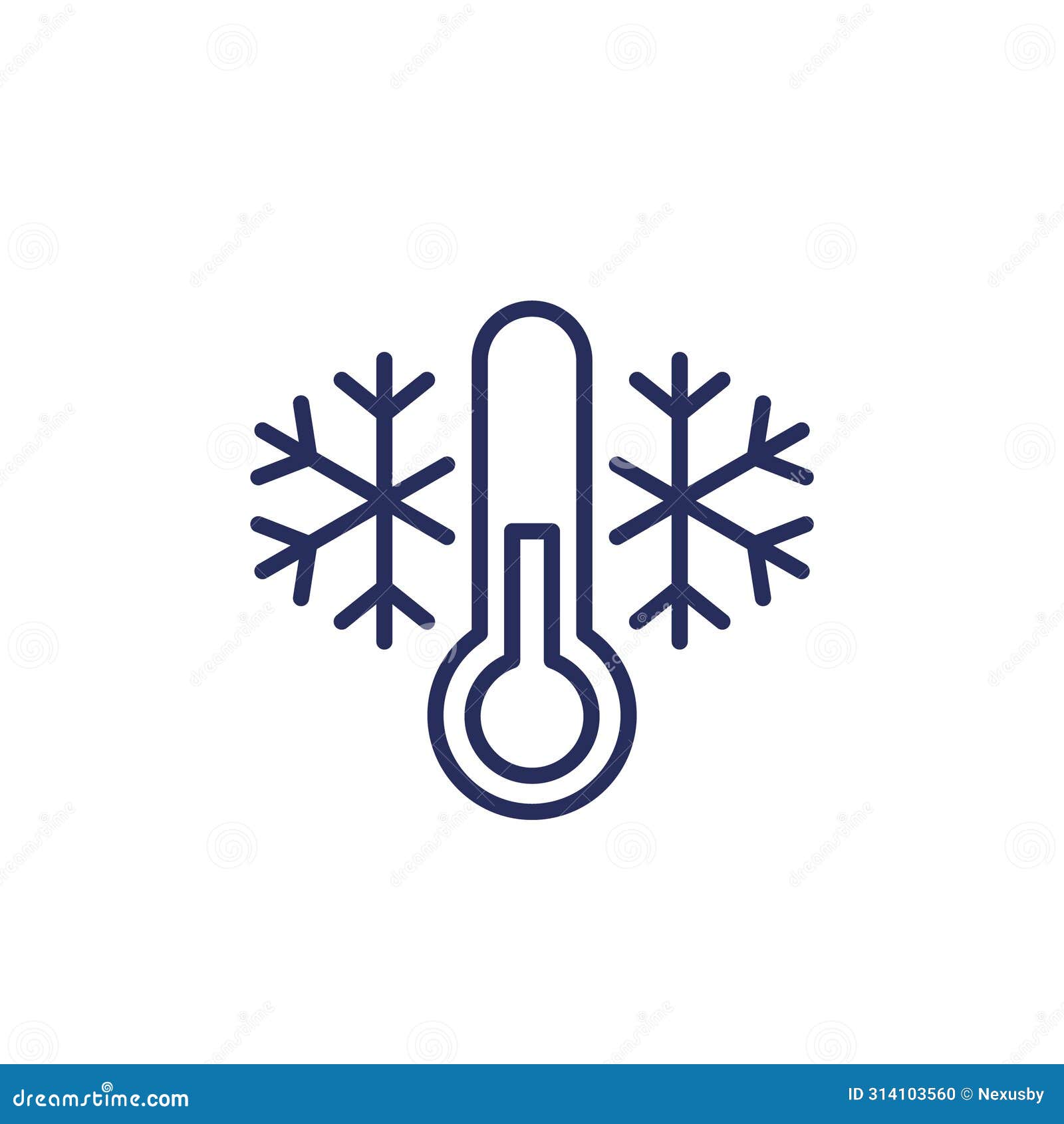 Cold Temperature Line Icon with a Thermometer Stock Vector ...