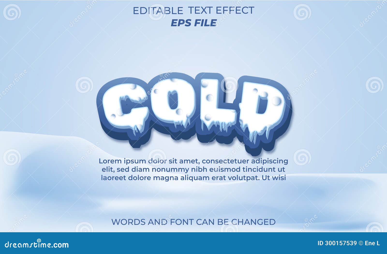 Cold Text Effect, Font Editable, Typography, 3d Text. Vector Template ...