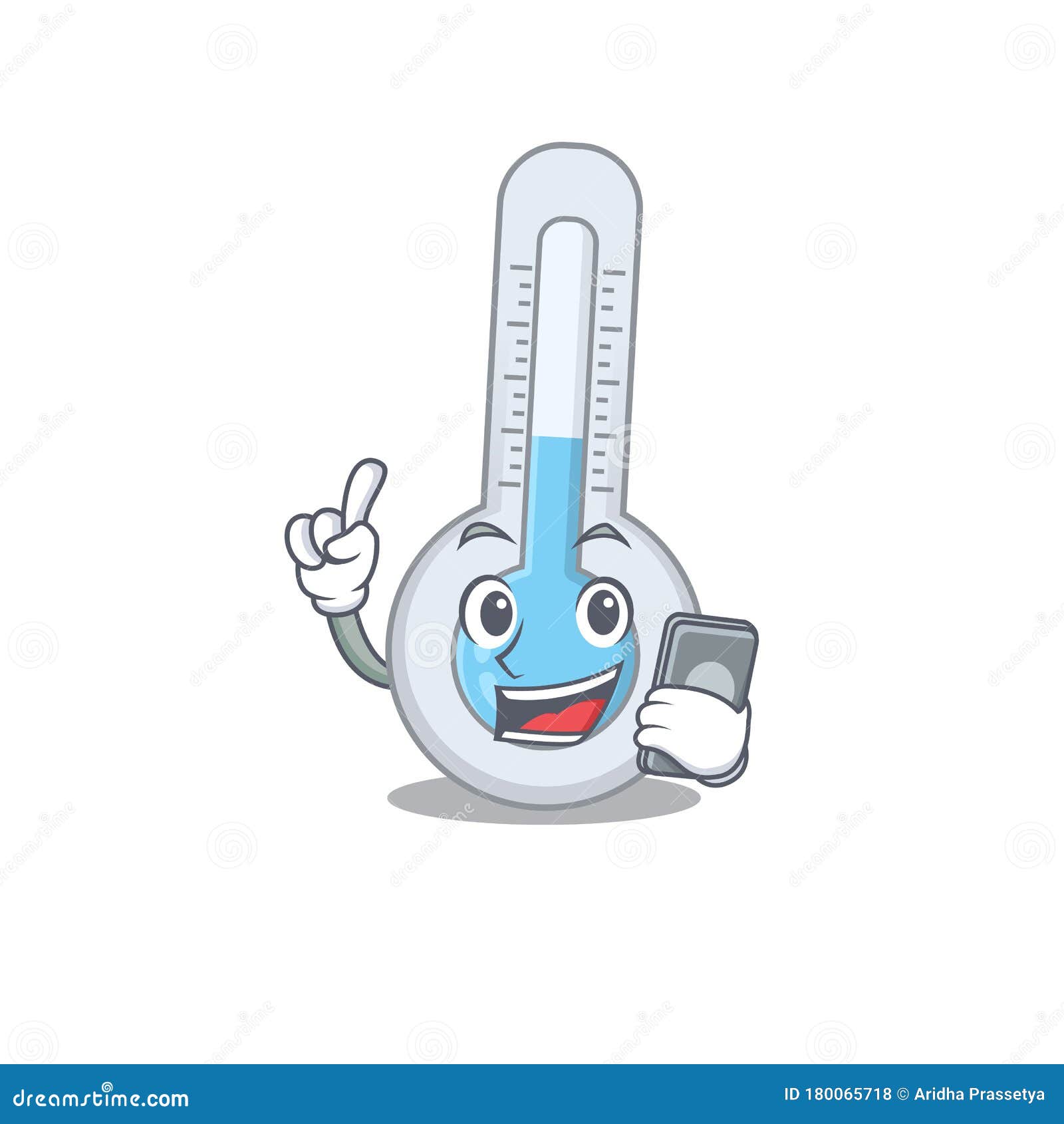 Cold Thermometer Cartoon Character Speaking on Phone Stock Vector ...