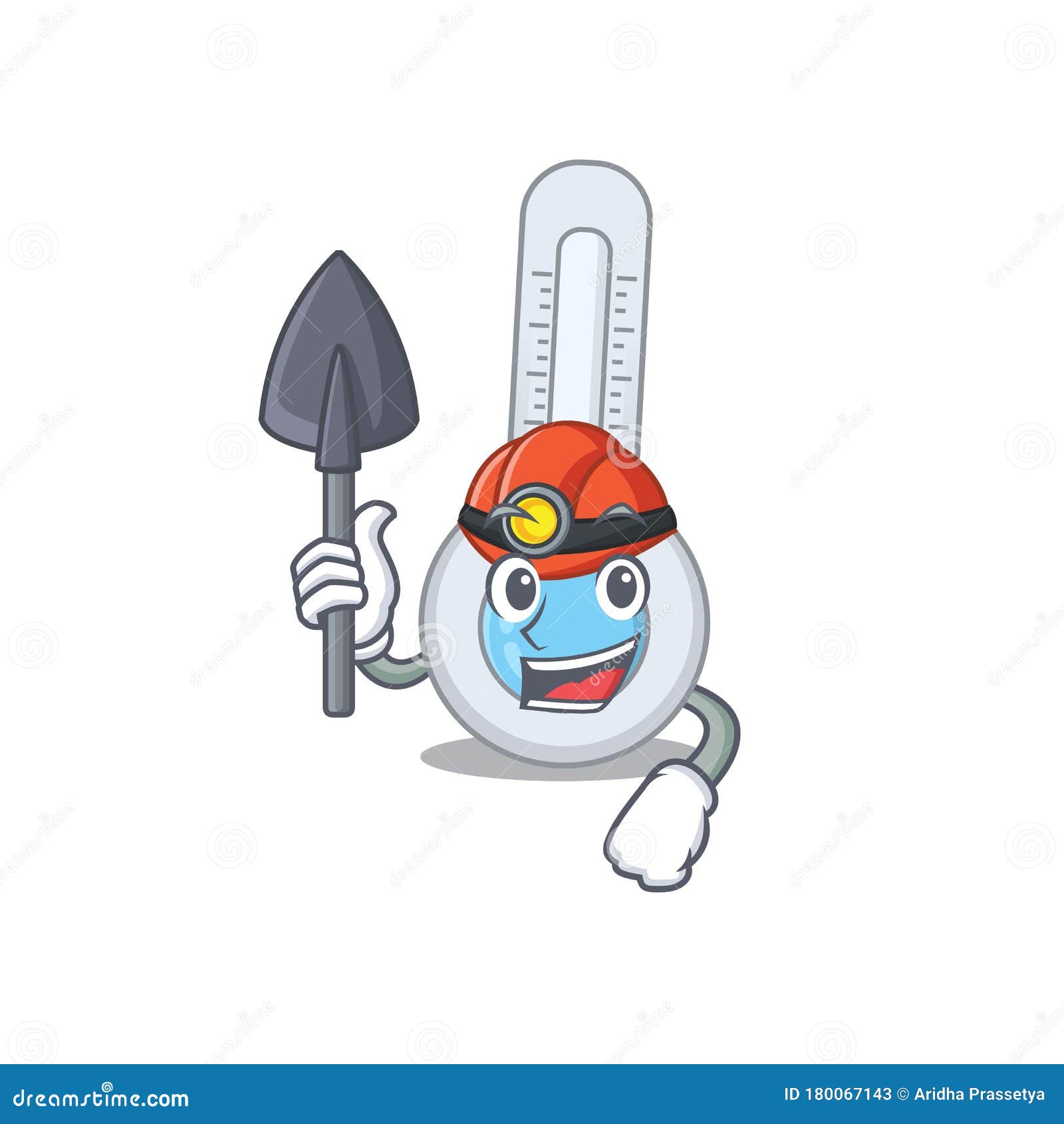Cold Thermometer Miner Cartoon Design Concept with Tool and Helmet ...