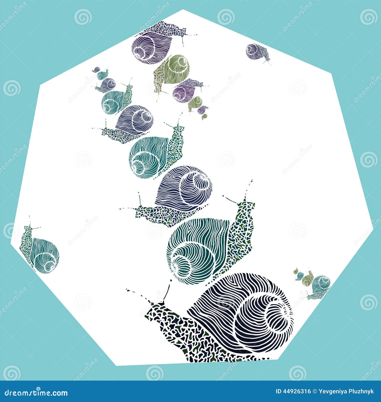 Cold Tones Decorative Snails in Polygon Stock Vector - Illustration of ...
