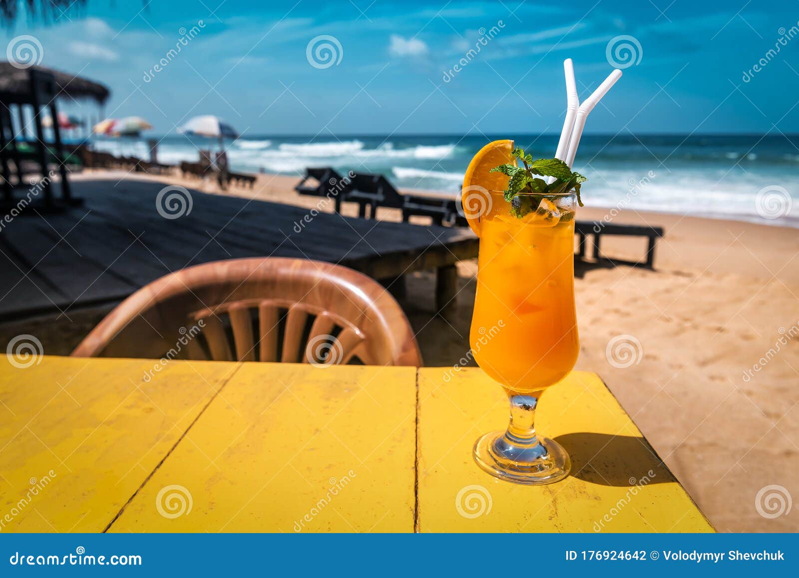 Cold Tropical Cocktail on the Beach Stock Photo - Image of nature ...