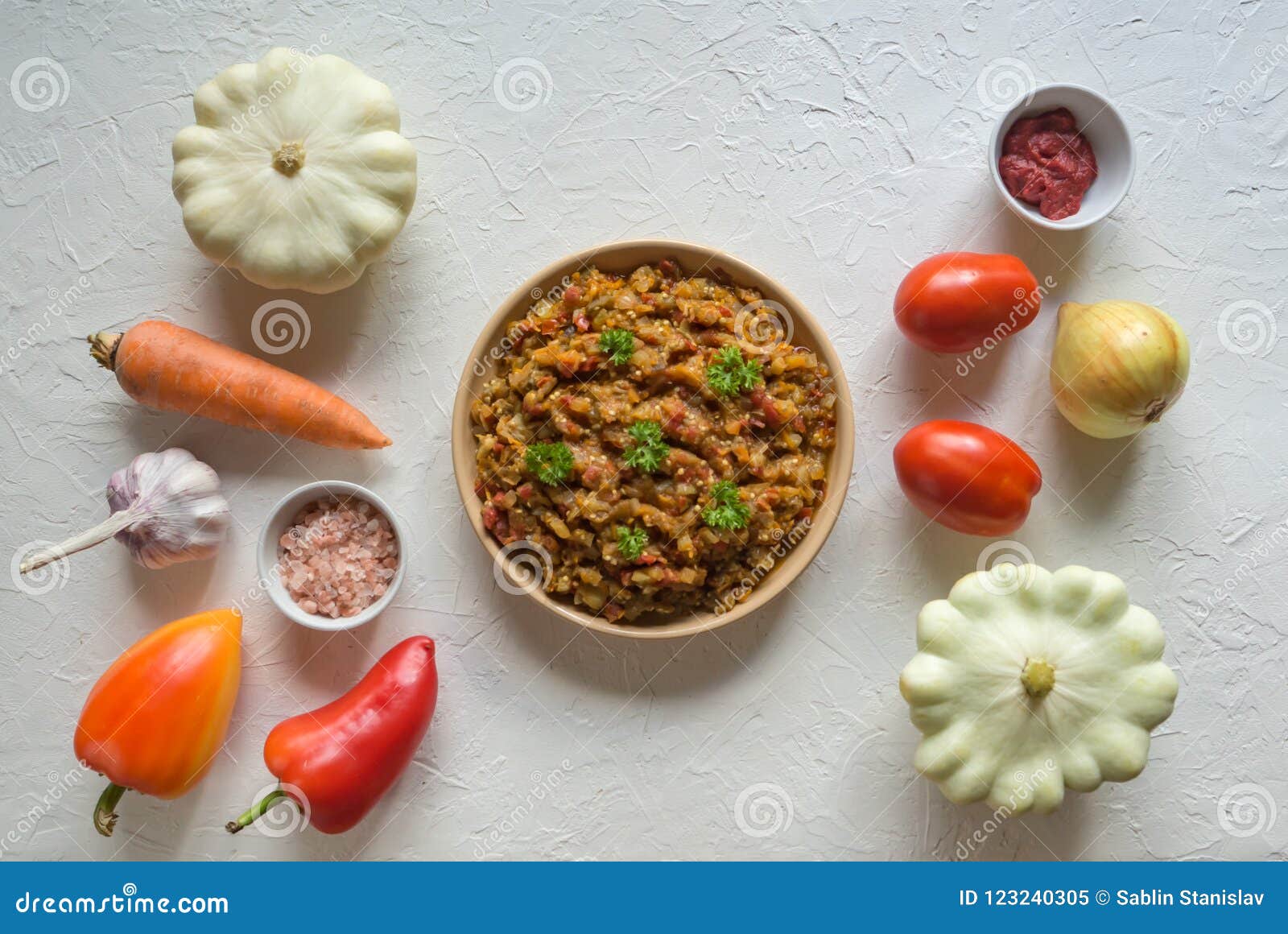 Cold Vegetable Appetizer. Stew of Eggplant, Squash and Vegetables ...