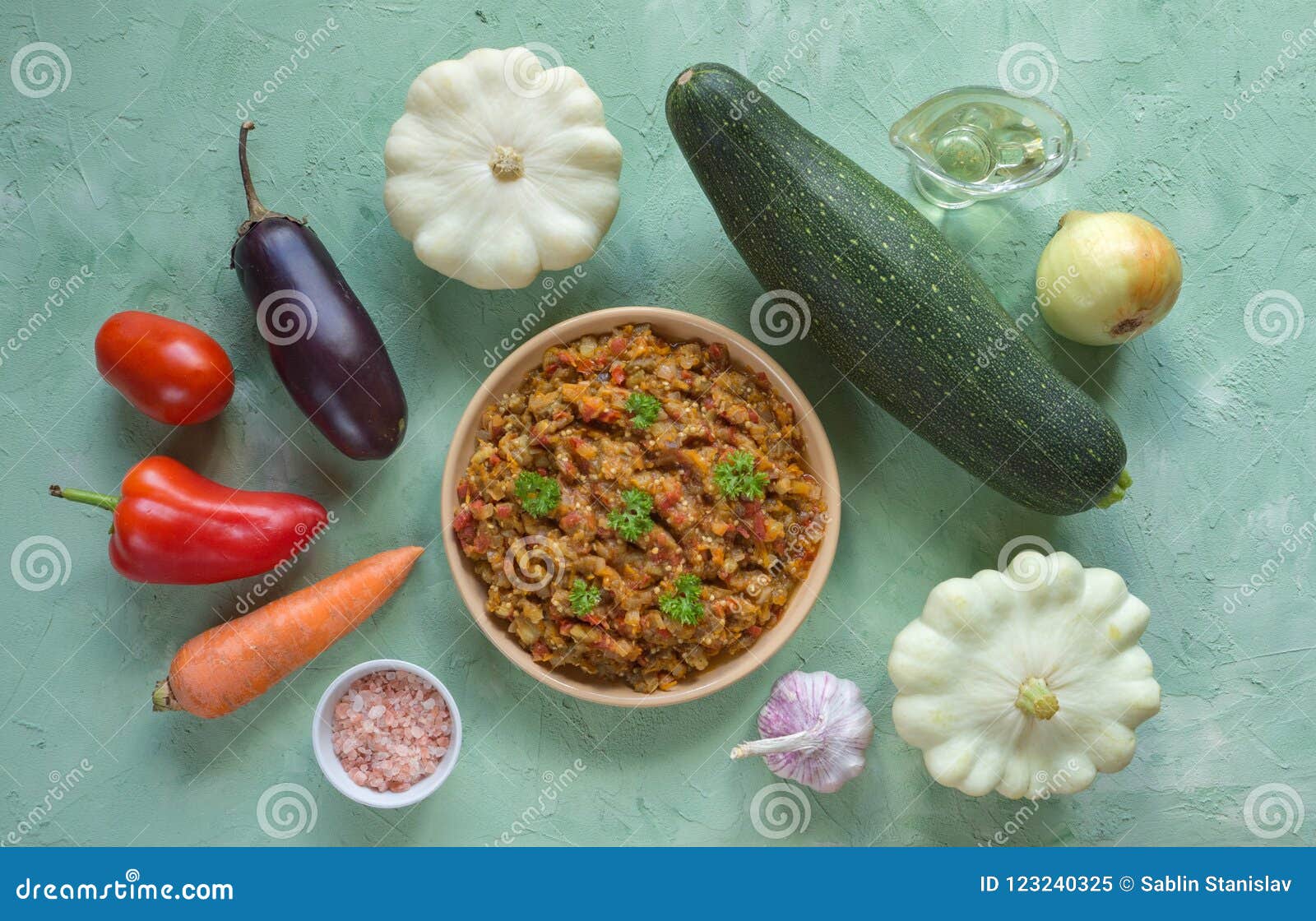 Cold Vegetable Appetizer. Stew of Eggplant, Squash and Vegetables ...