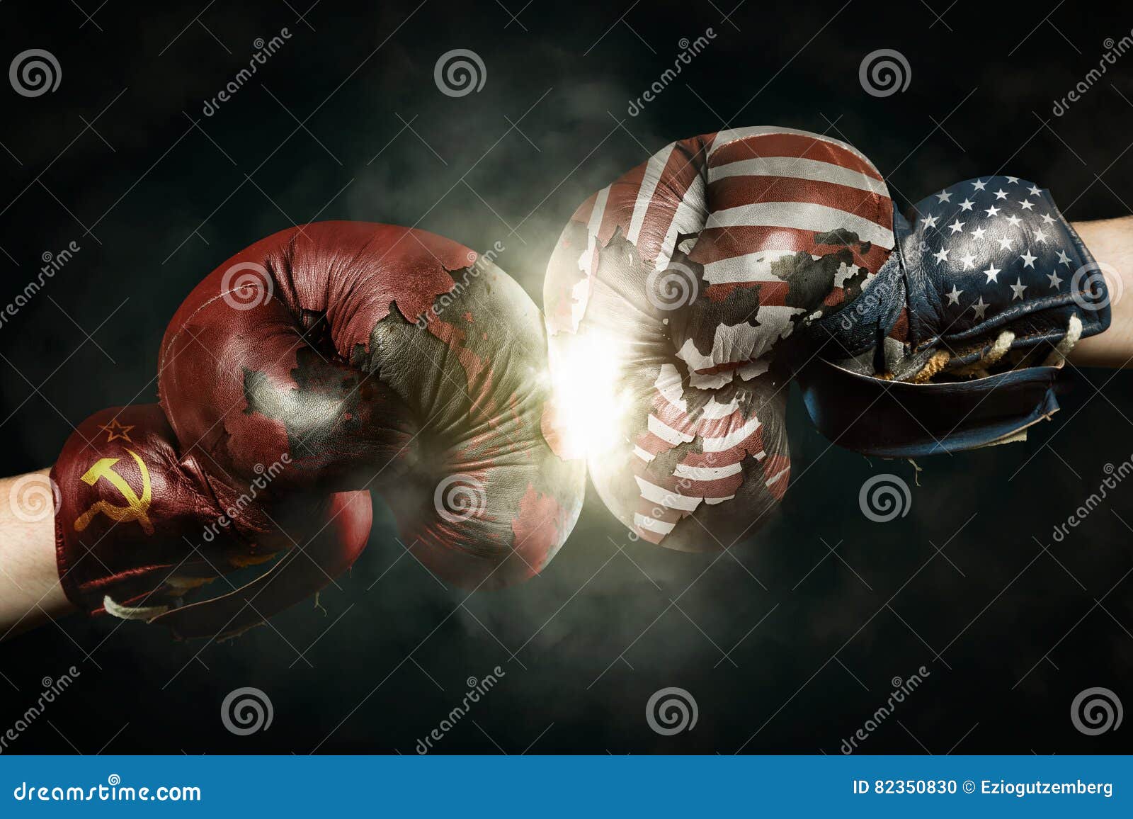 Cold War between USA and Russia Symbolized with Boxing Gloves Stock ...
